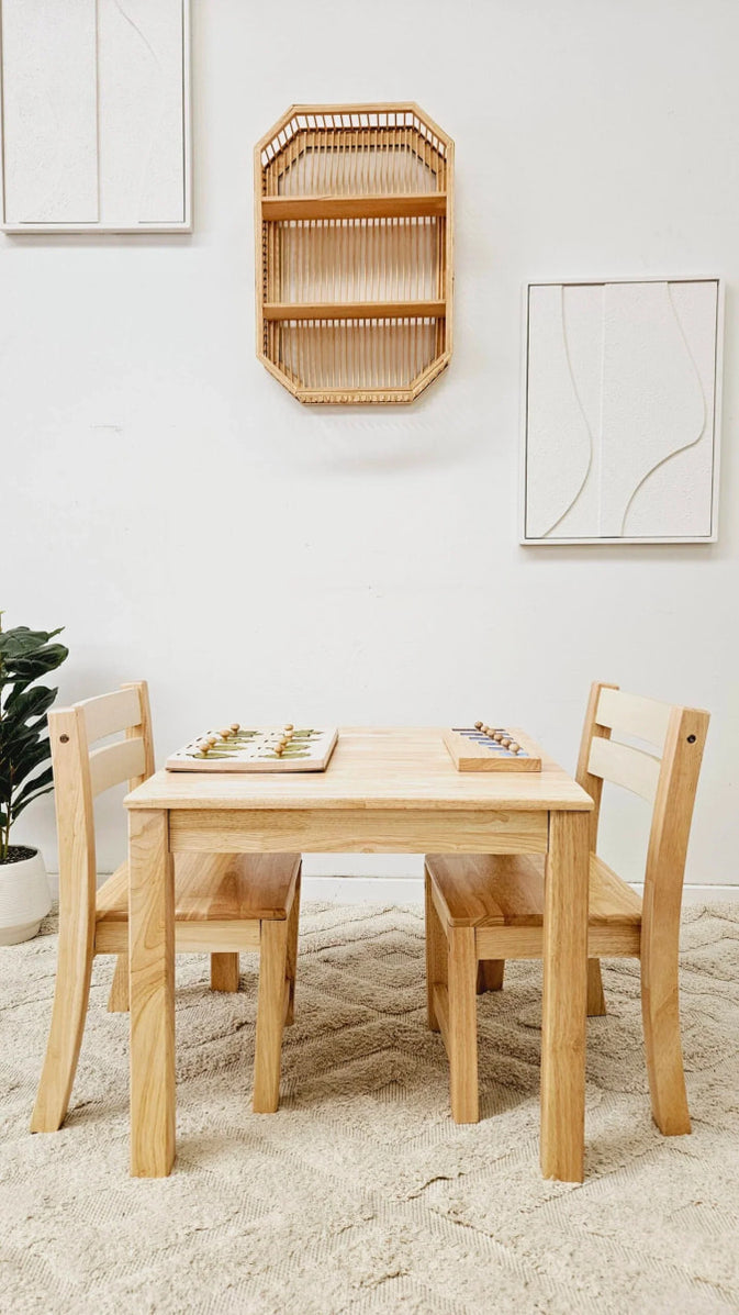 Home Kids Tables and Chairs Standard Rubberwood Kids Table with 2 ...